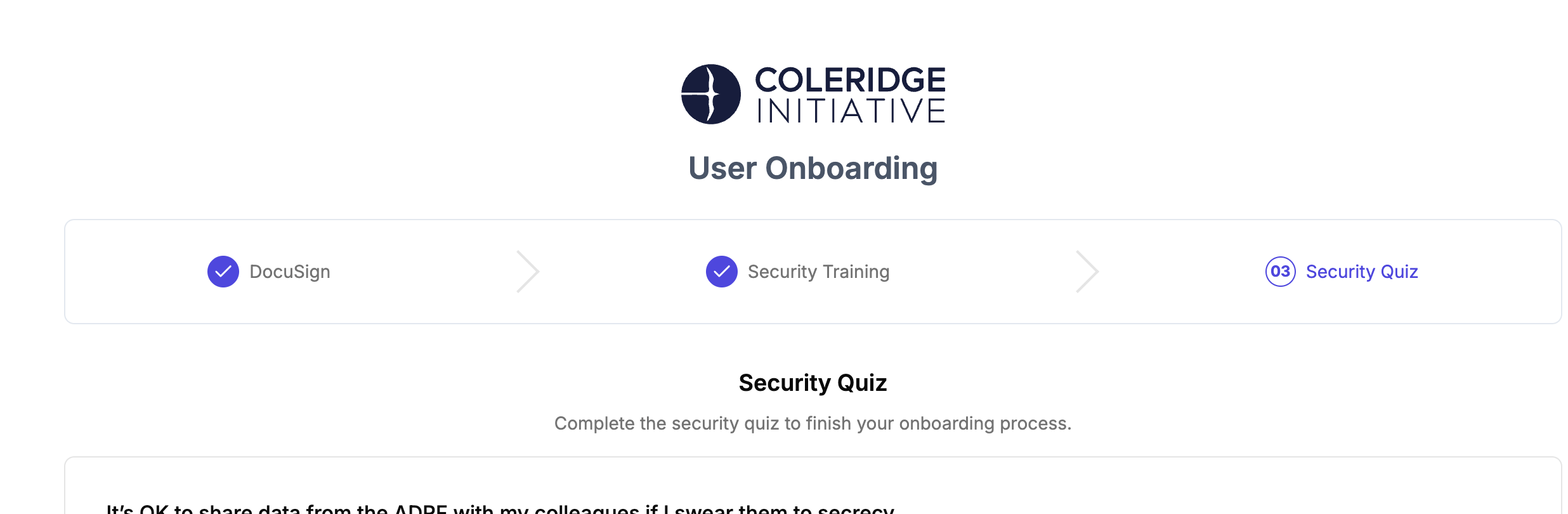 3 Onboarding Modules and Security Training – ADRF User Guide